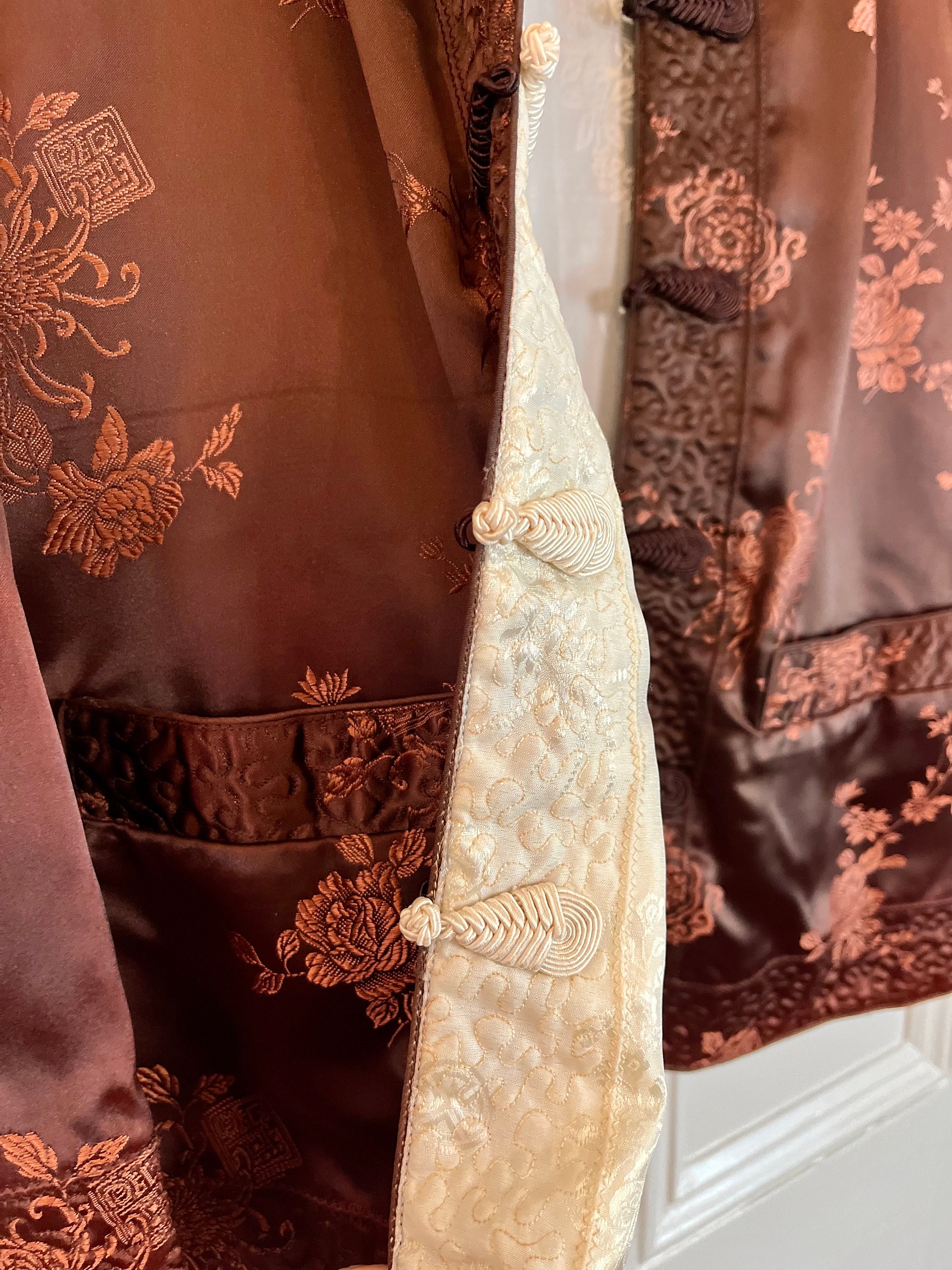 Vintage Satin Brocade Frog Closure Asian Mandarin Collar Jacket - Etsy