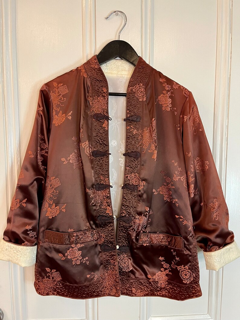 Vintage Satin Brocade Frog Closure Asian Mandarin Collar Jacket - Etsy