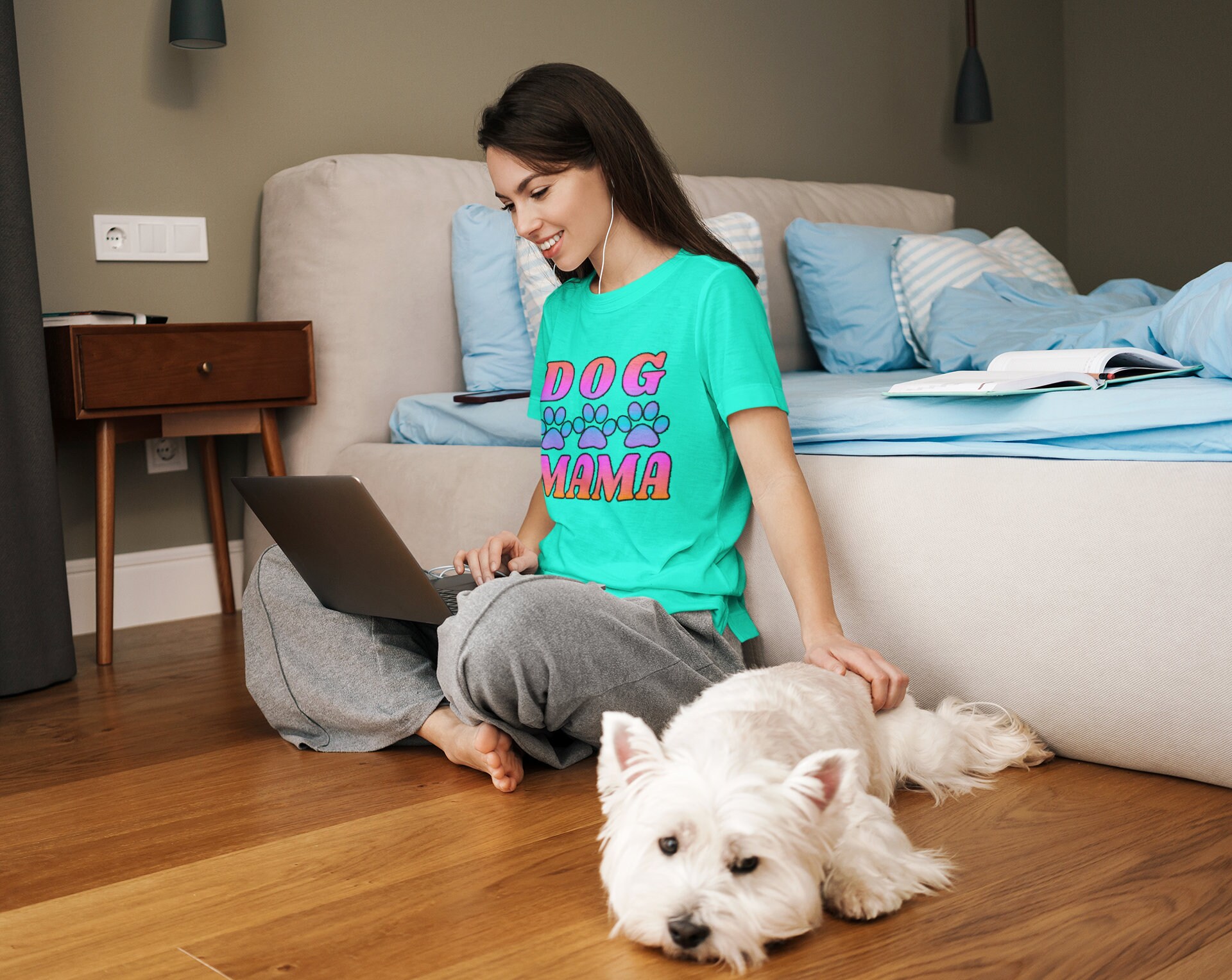 Dog Mama Paw Prints Furry Outline Edges Multicolor Gradient Graphic ...