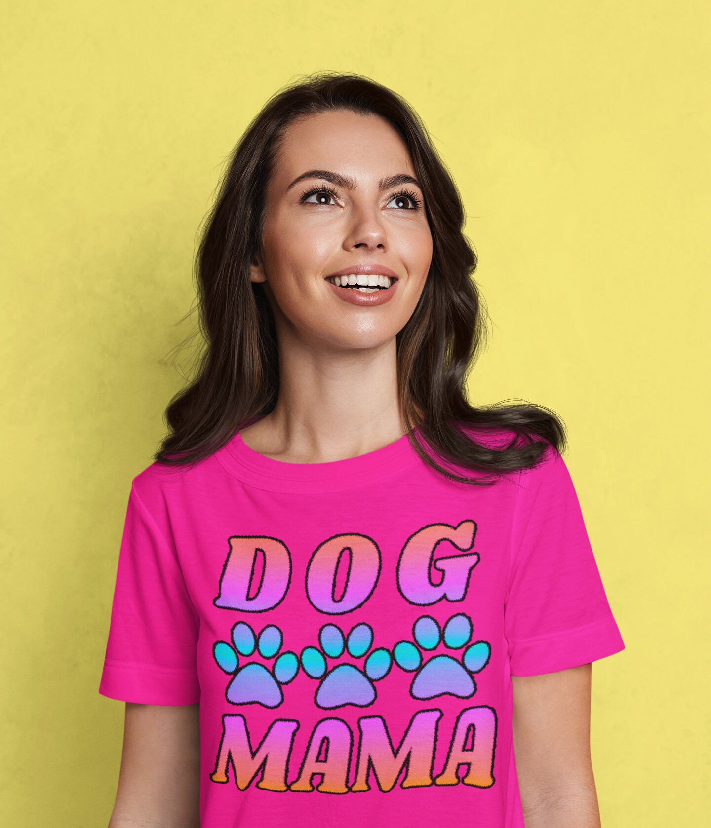 Dog Mama Paw Prints Furry Outline Edges Multicolor Gradient Graphic ...