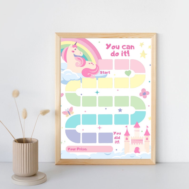 Unicorn Reward Chart Printable Daily Cry Tracker for Kids Cute Rainbow ...