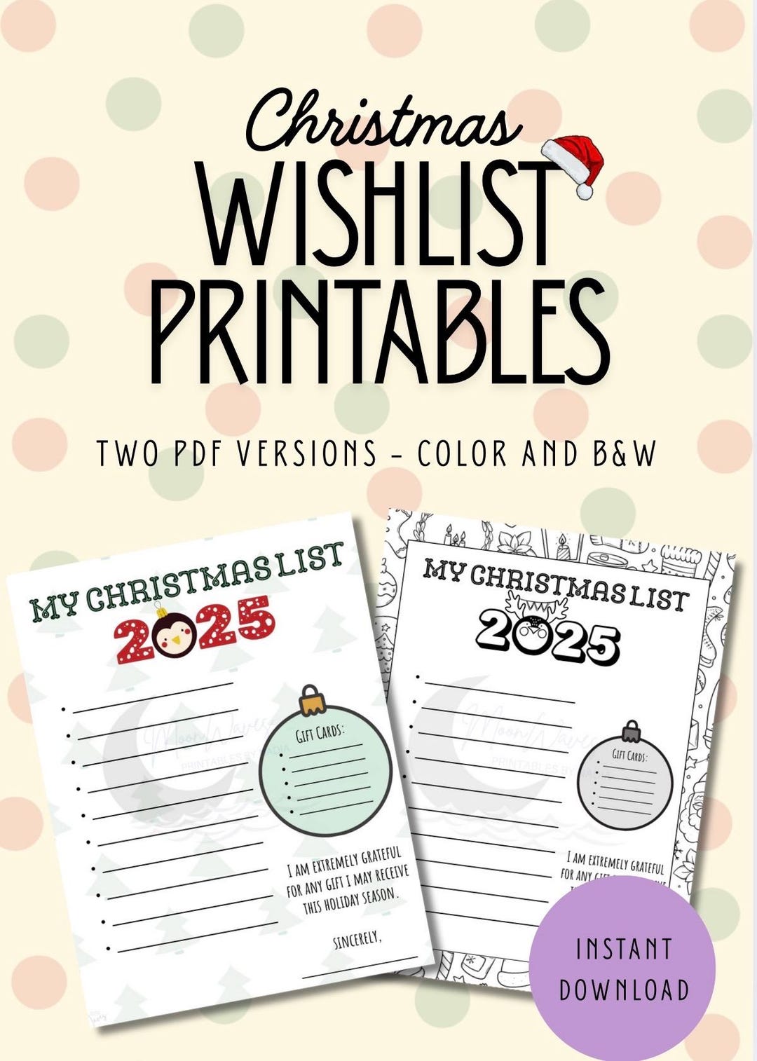Printable Kids Holiday Wishlist | Christmas Wish List | Instant ...