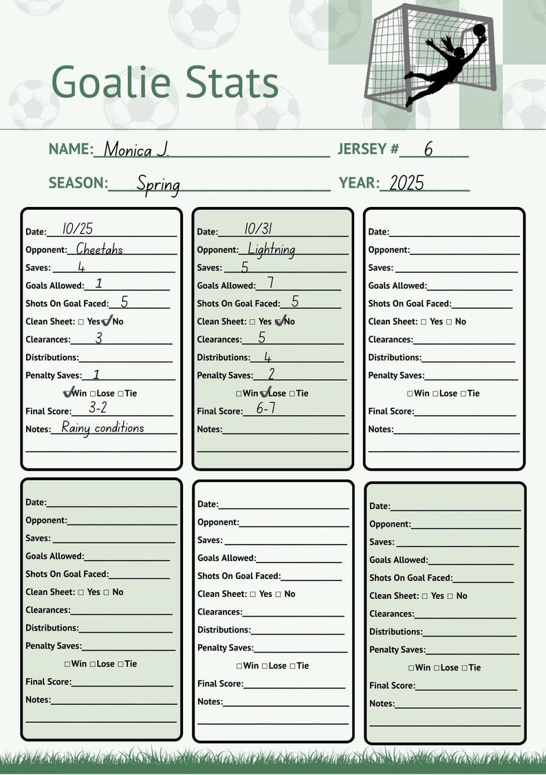 Girls Soccer Stat Tracker Bundle | Player Performance PDF (printable ...