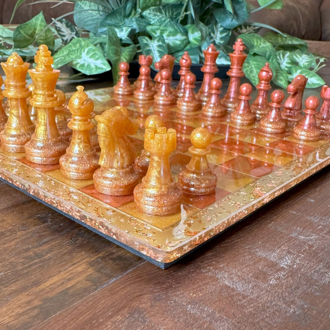 Handmade Resin Chess Set | Autumn Bliss | Luxury Gift | Optional Wood ...