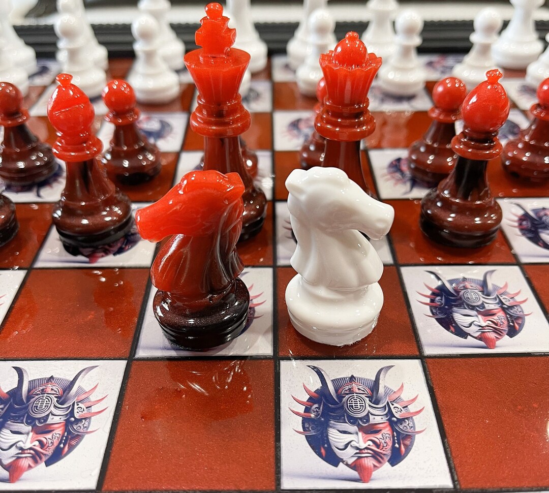 Handmade Resin Chess Pieces | Samurai | Full Set of Chessmen Only | No ...