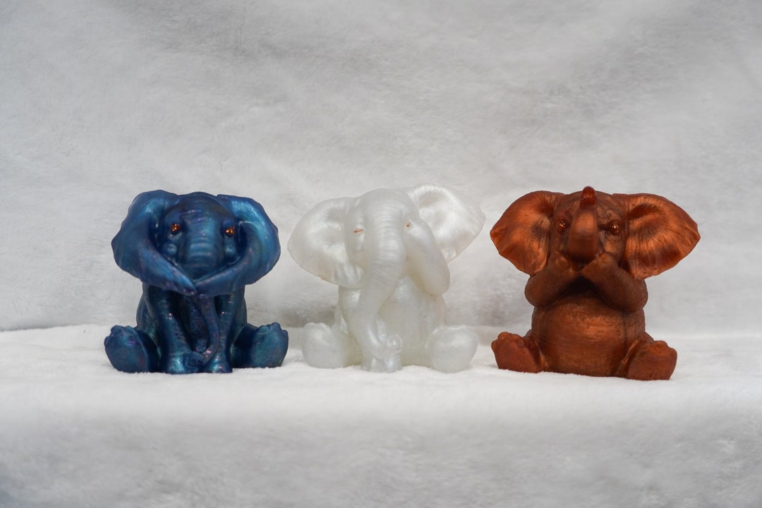 ELEPHANTS 3 Piece Set Hear No, See No, Speak No Evil Playful Good Luck Nobility Protection ...