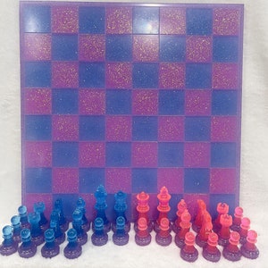 CHESS SET Bubble Gum Glow-in-the-dark Resin Handmade Chess Set Optional ...