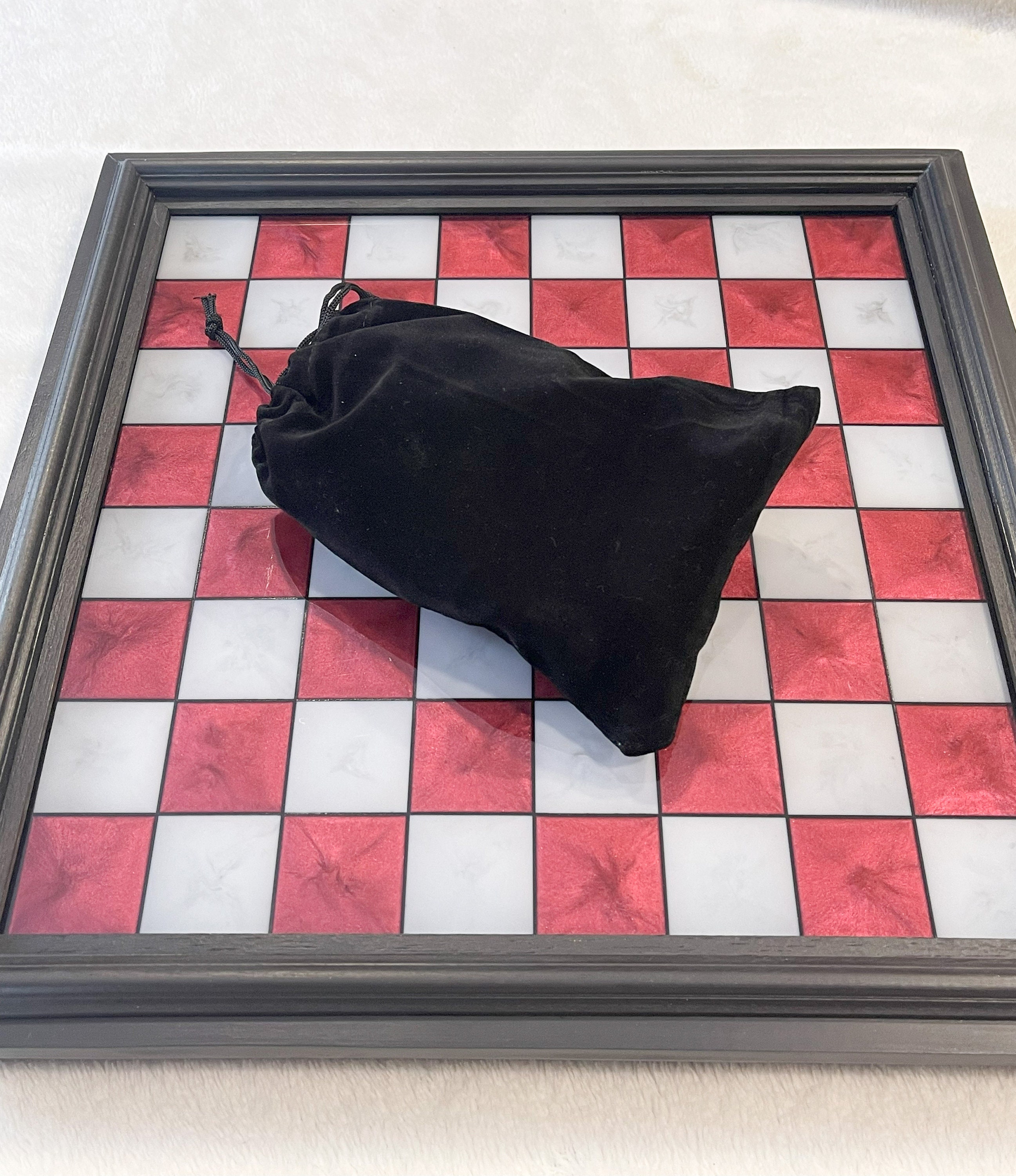 CRIMSON Tabletop Chess Set Burgundy and White handmade Chess Set Resin ...