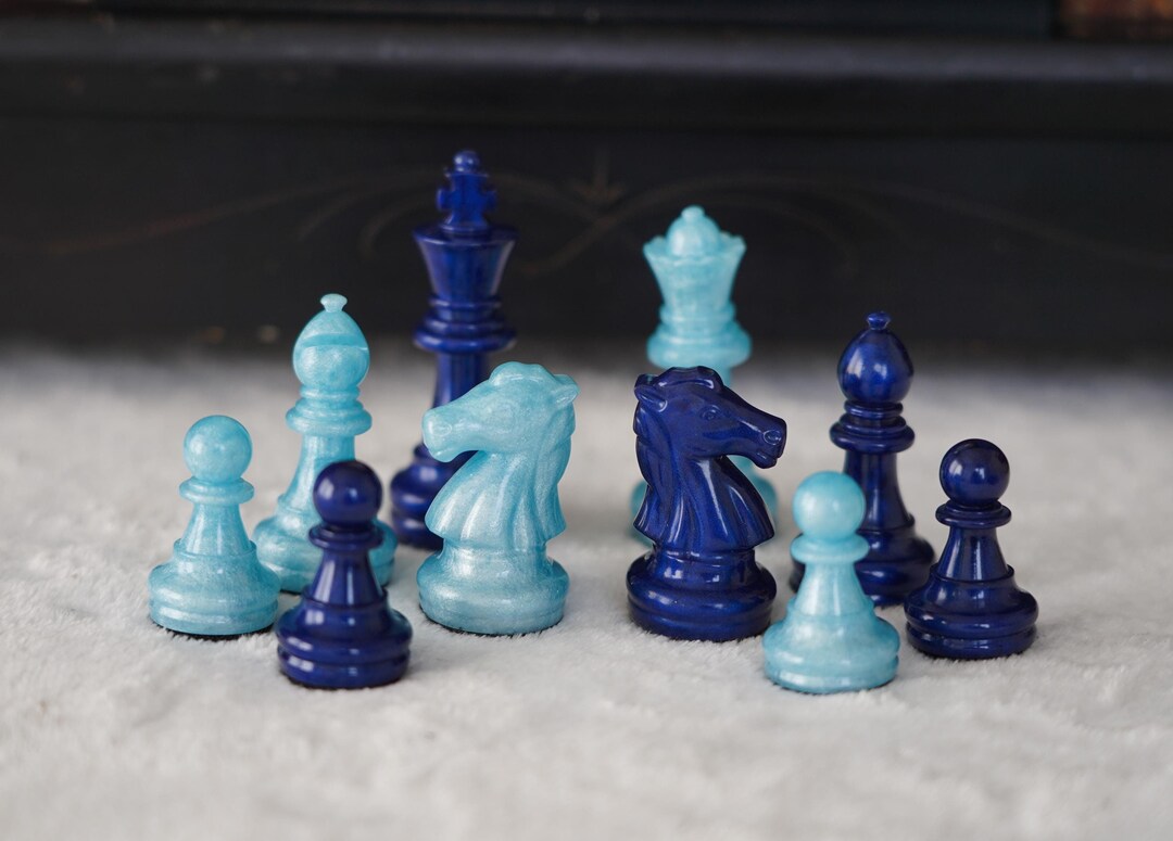 CHESS PIECES | Tranquility Collection | Royal Blue & Baby Blue Pearl ...