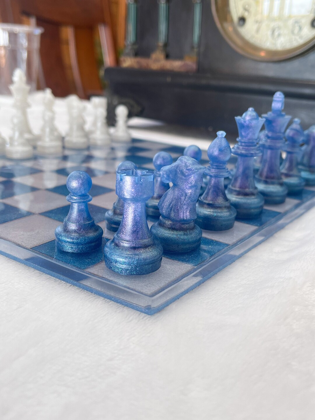 CHESS SET Blueberry Blitz Resin Handmade Chess Set Optional Wood ...