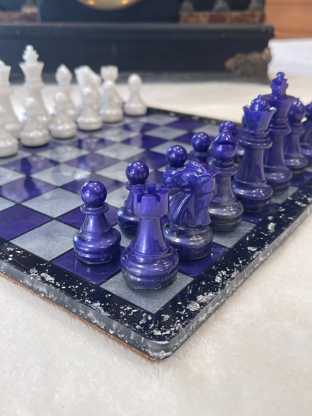 Purple Majesty – Handmade Resin Chess Set, Deep Amethyst and Pearl ...