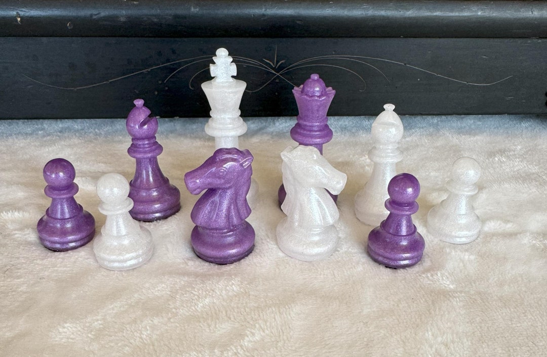 CHESS PIECES | Fairy Wings Collection | Purple and Pearl | Set of 16 or ...