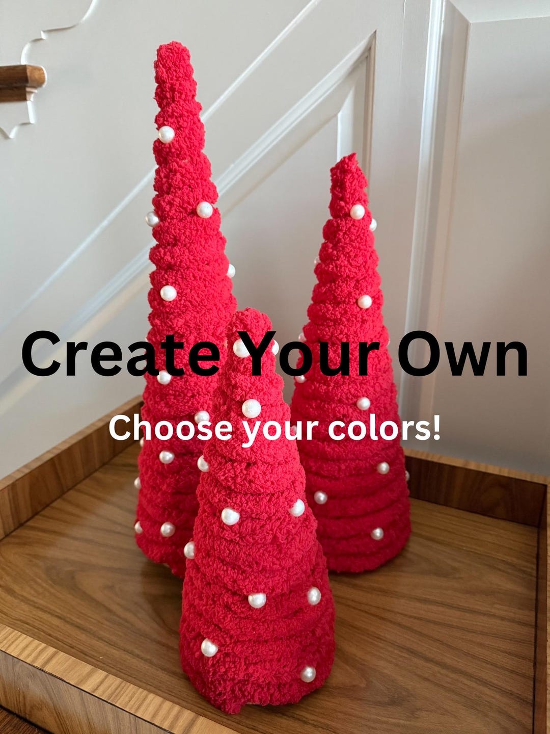 Handmade Yarn Cone Trees Set – Customizable Colors & Beads - Etsy