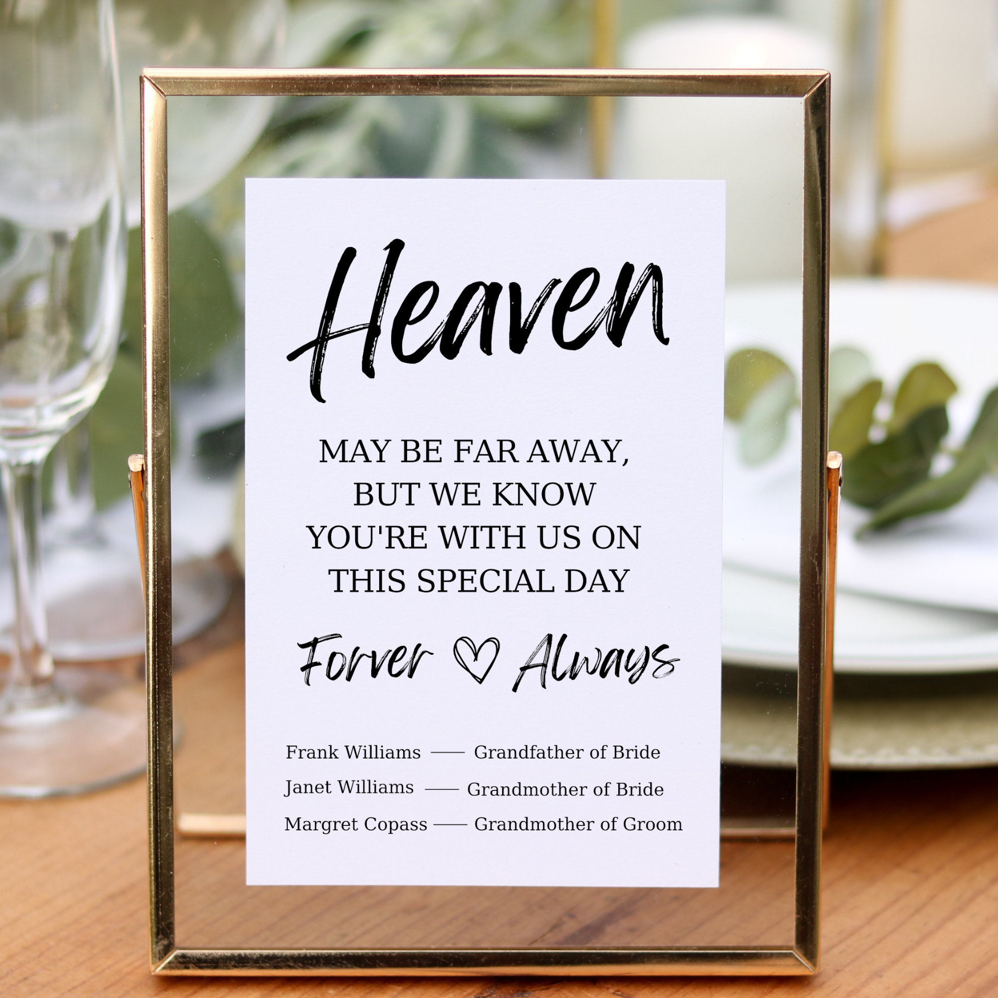 In Loving Memory Table Sign in Memory Wedding Sign Forever in Our ...