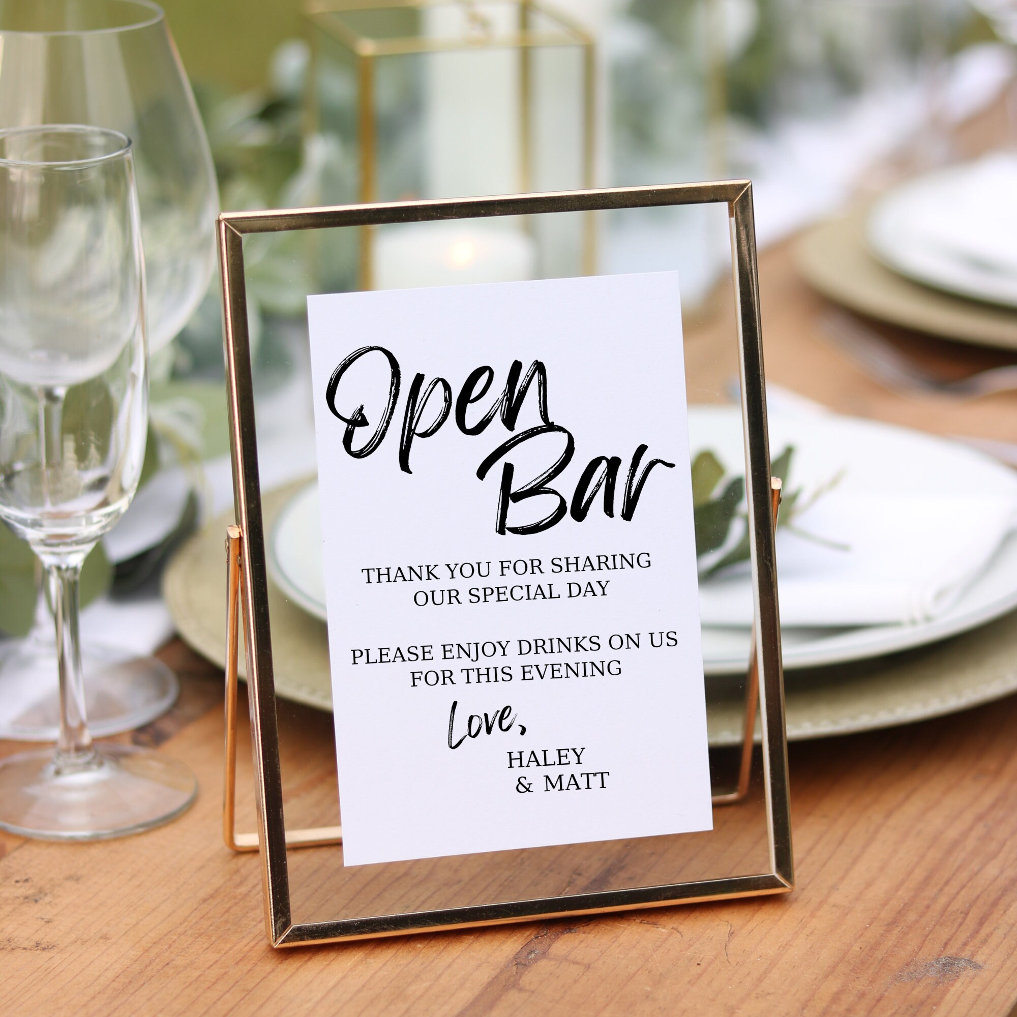 Modern Open Bar Sign Funny Open Bar Sign Modern Minimalist Wedding ...
