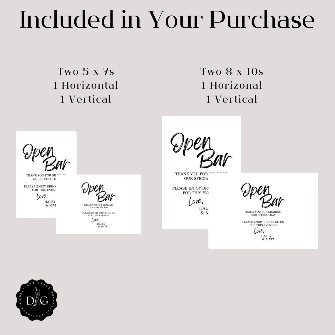 Modern Open Bar Sign Funny Open Bar Sign Modern Minimalist Wedding ...