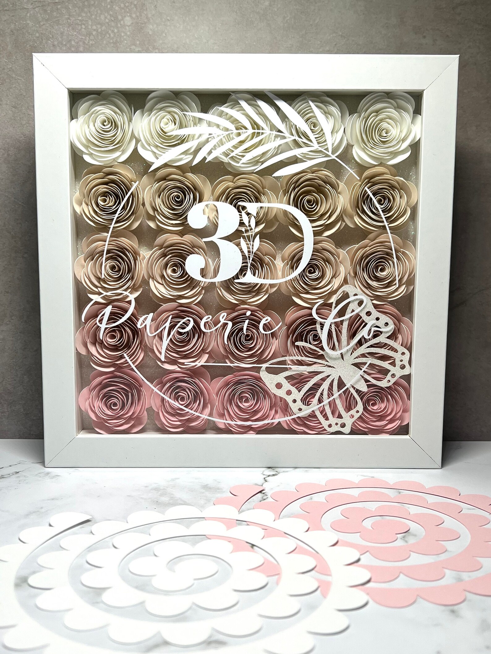 Ombre Flower Shadow Box Paper Flower Shadow Box Paper Roses Customized ...