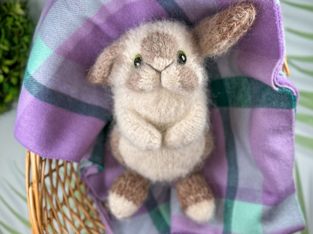 Knitted Holand Lop Realistic Bunny, 9 Inches, Alpaca Rabbit, Handmade ...