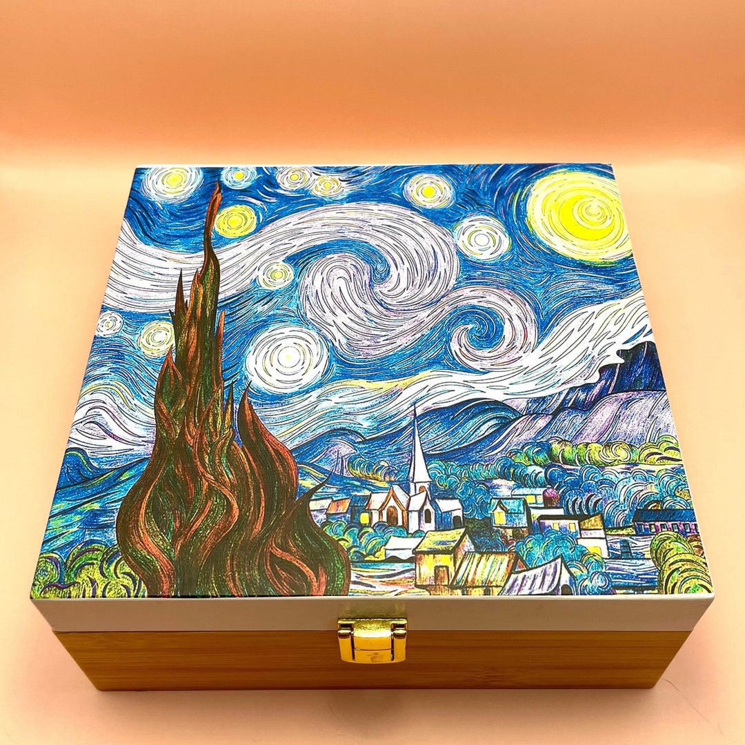 Cute Wood Van Gogh Starry Night Stash Box - Etsy