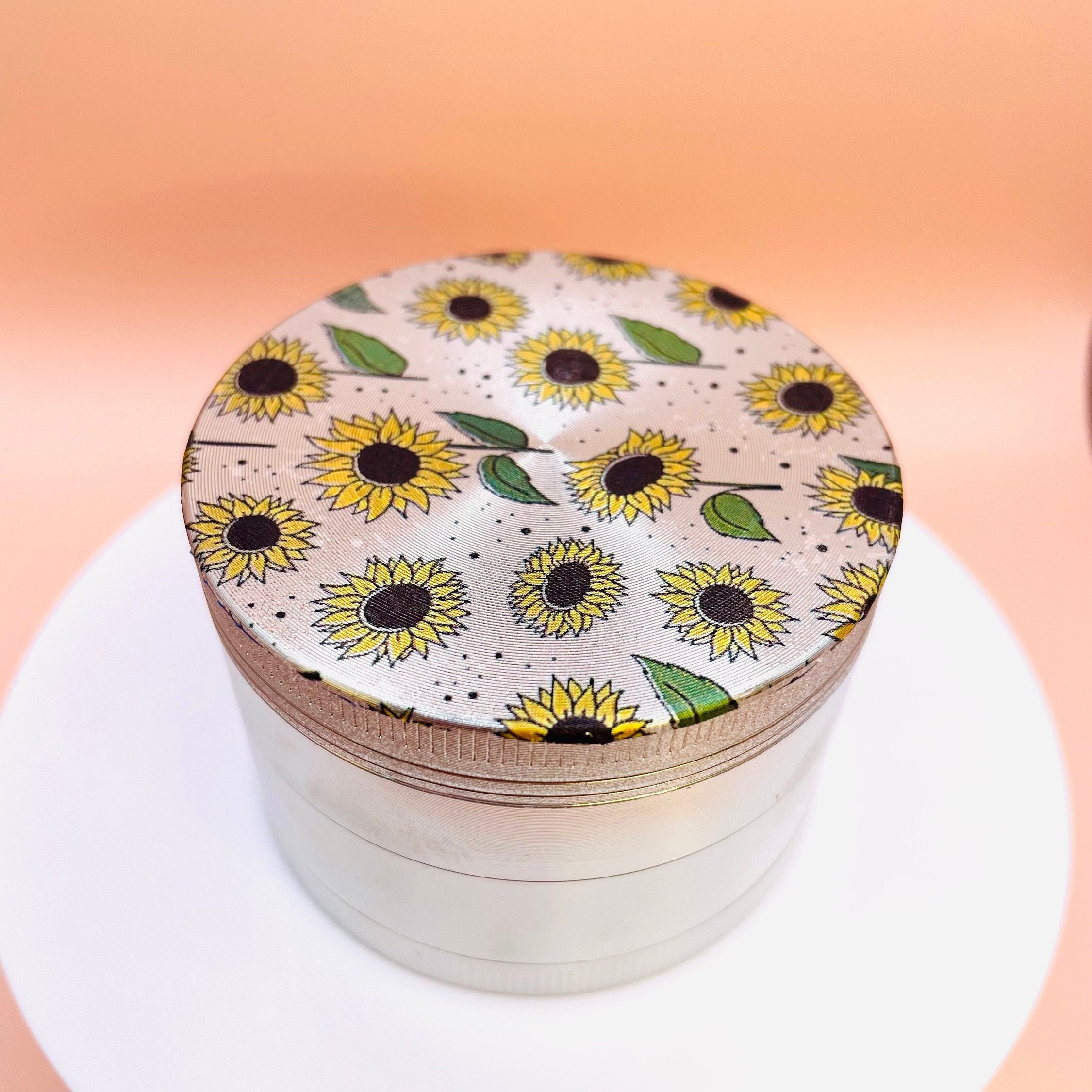 Cute Silver Sunflower Drawing Herb Grinder - Etsy