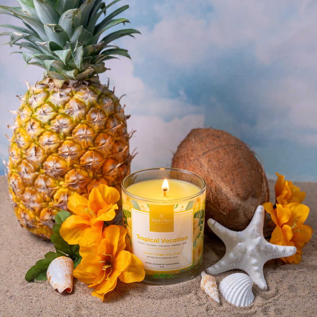 Tropical Vacation Candle | Mango, Coconut, & Pineapple Scent | Coconut ...
