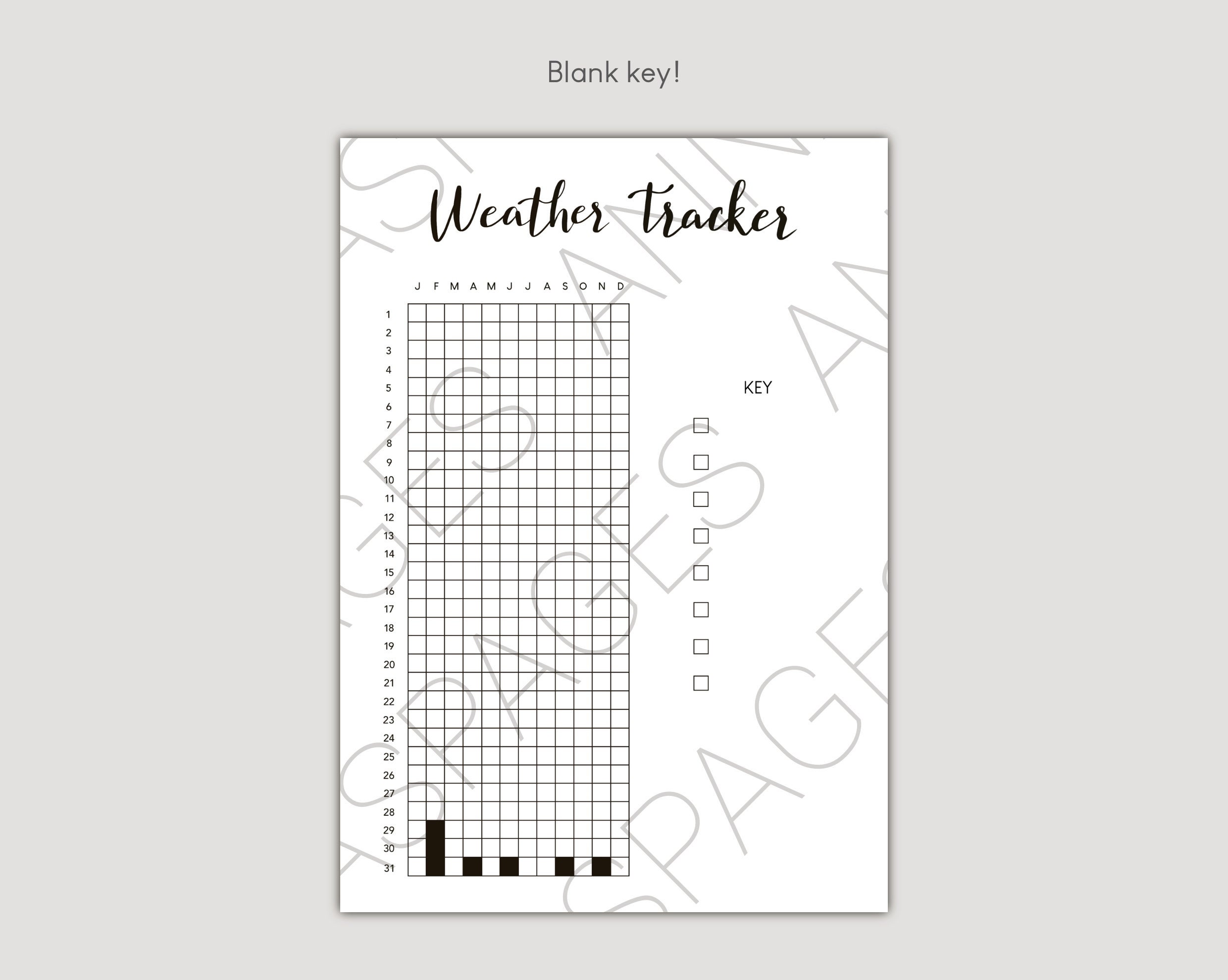 Yearly Weather Tracker | Dot Journal | Color & Colorless, Multiple ...
