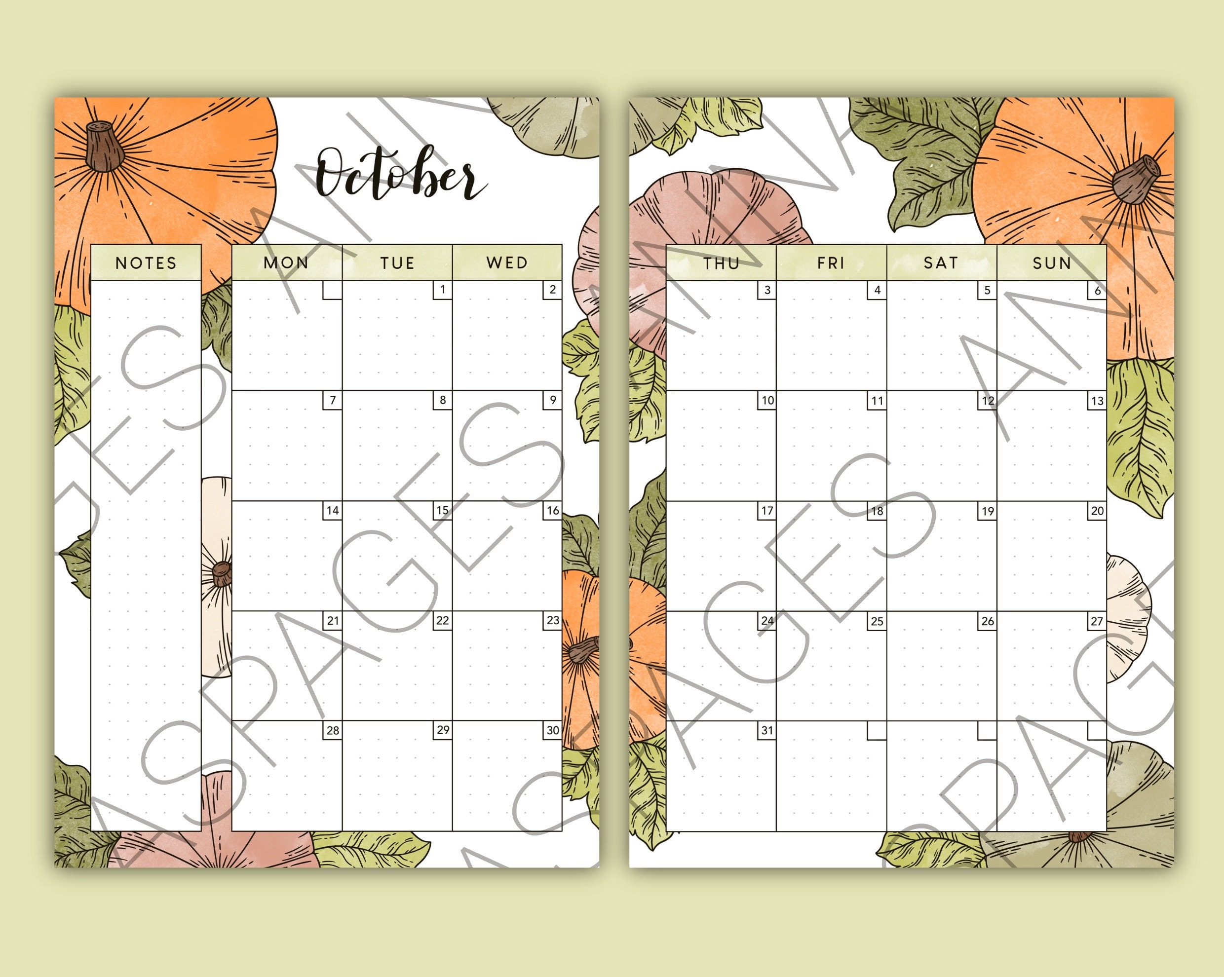 12 Page October 2024 Dot Journal Planner Kit | Pumpkin Theme | Calendar ...