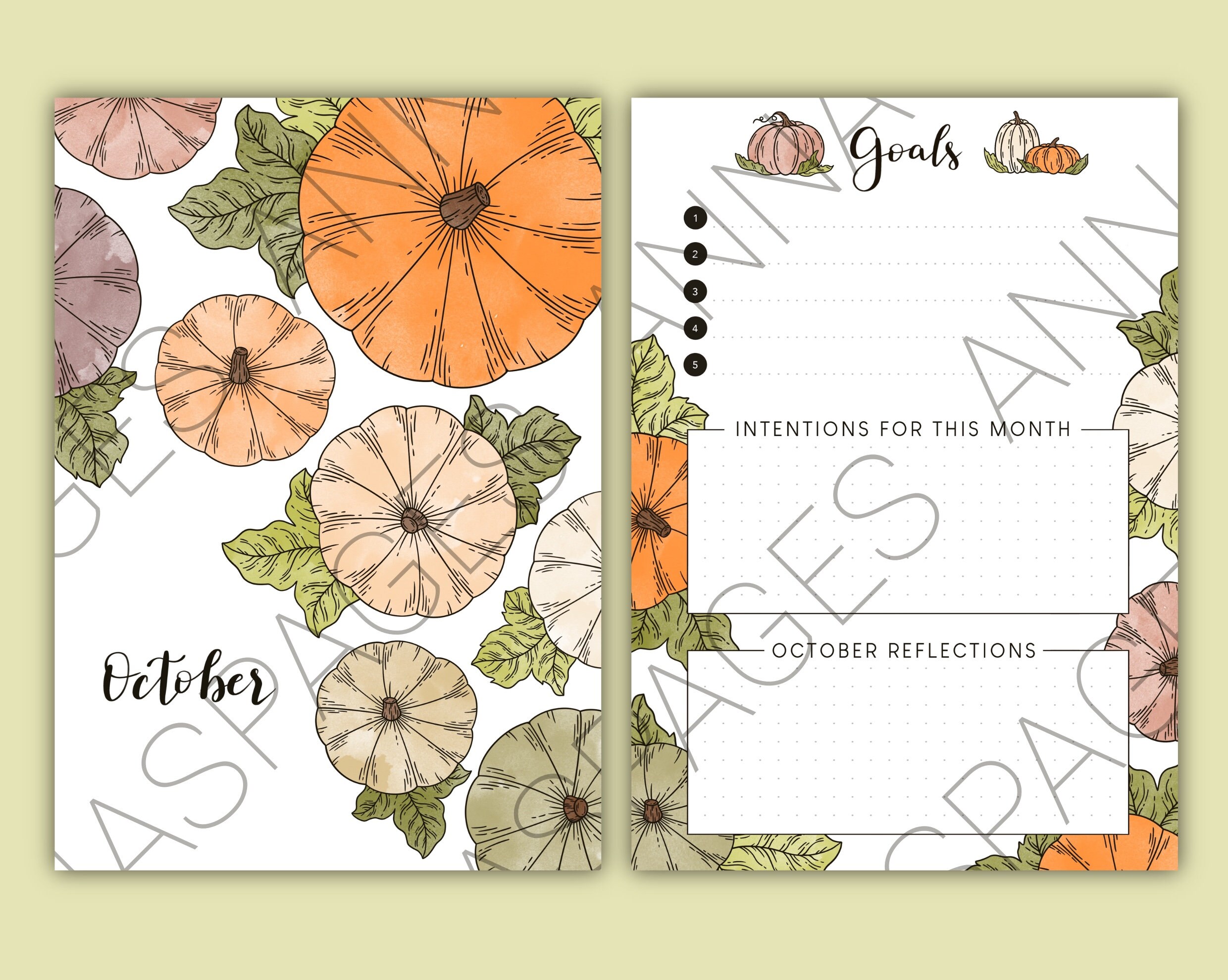 12 Page October 2024 Dot Journal Planner Kit | Pumpkin Theme | Calendar ...