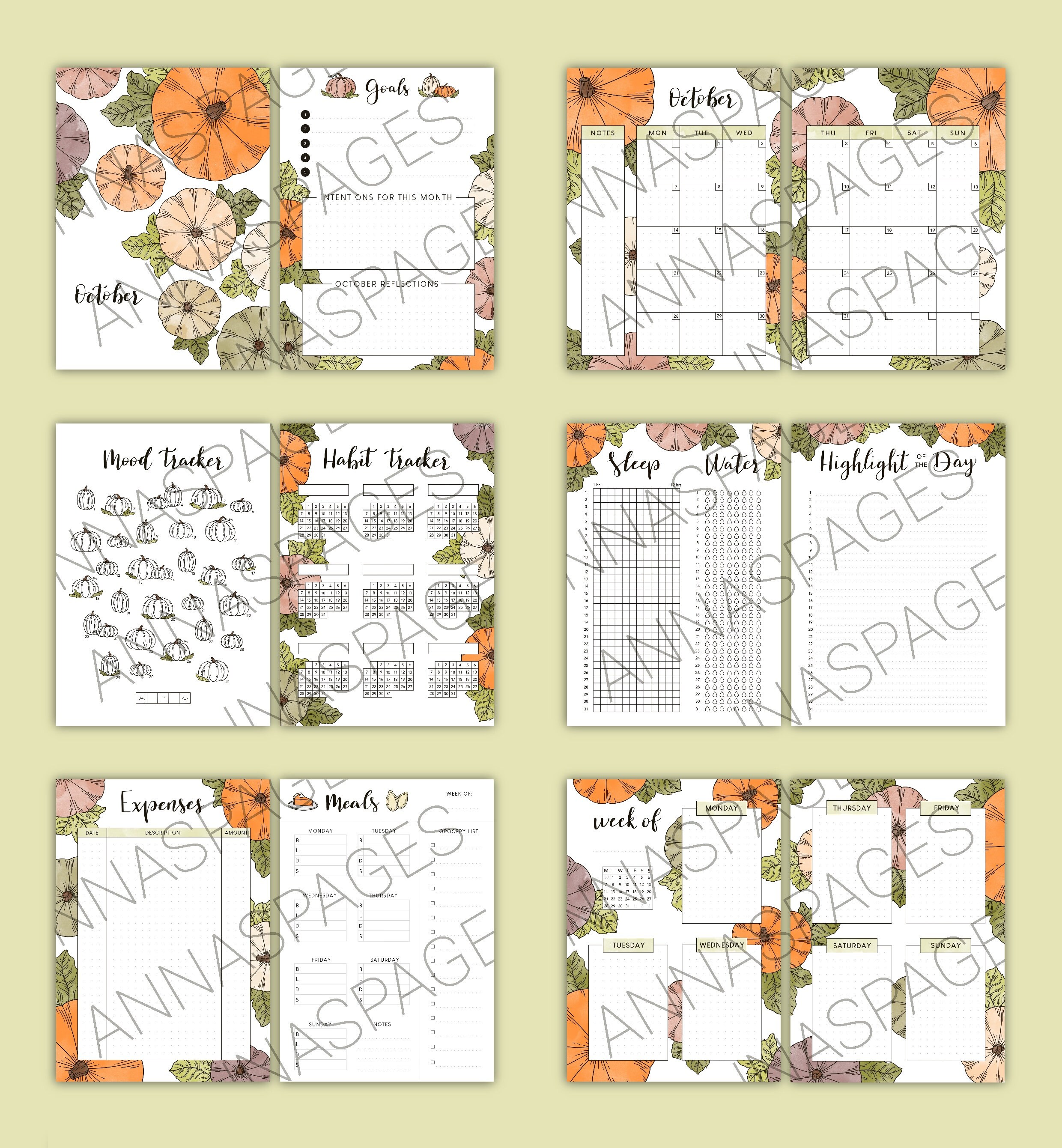 12 Page October 2024 Dot Journal Planner Kit | Pumpkin Theme | Calendar ...