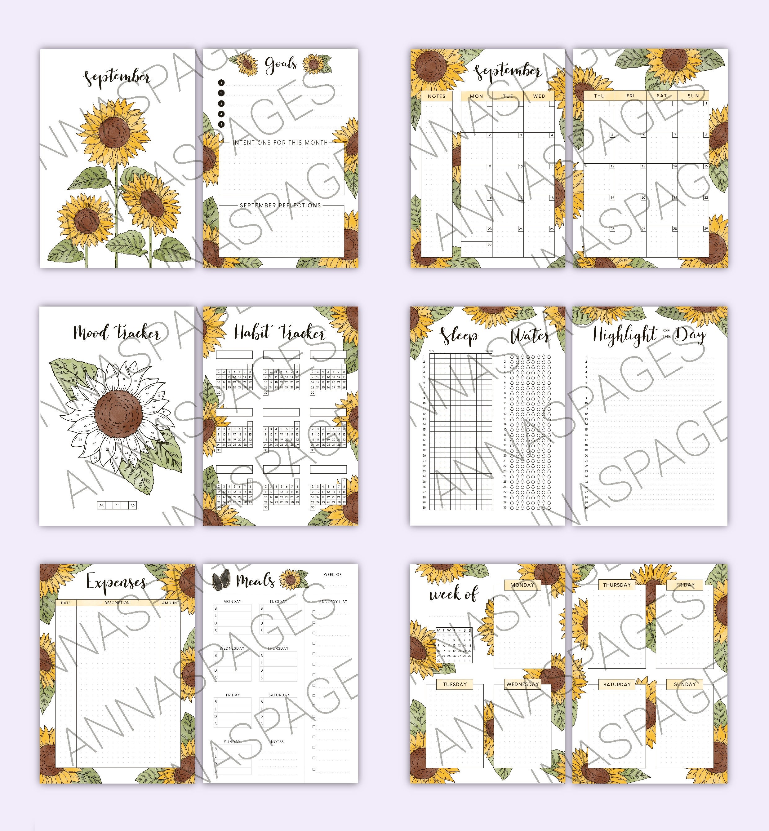 144 Page 2024 Dot Journal Planner Kit Digital 12 Themed Months Calendar ...