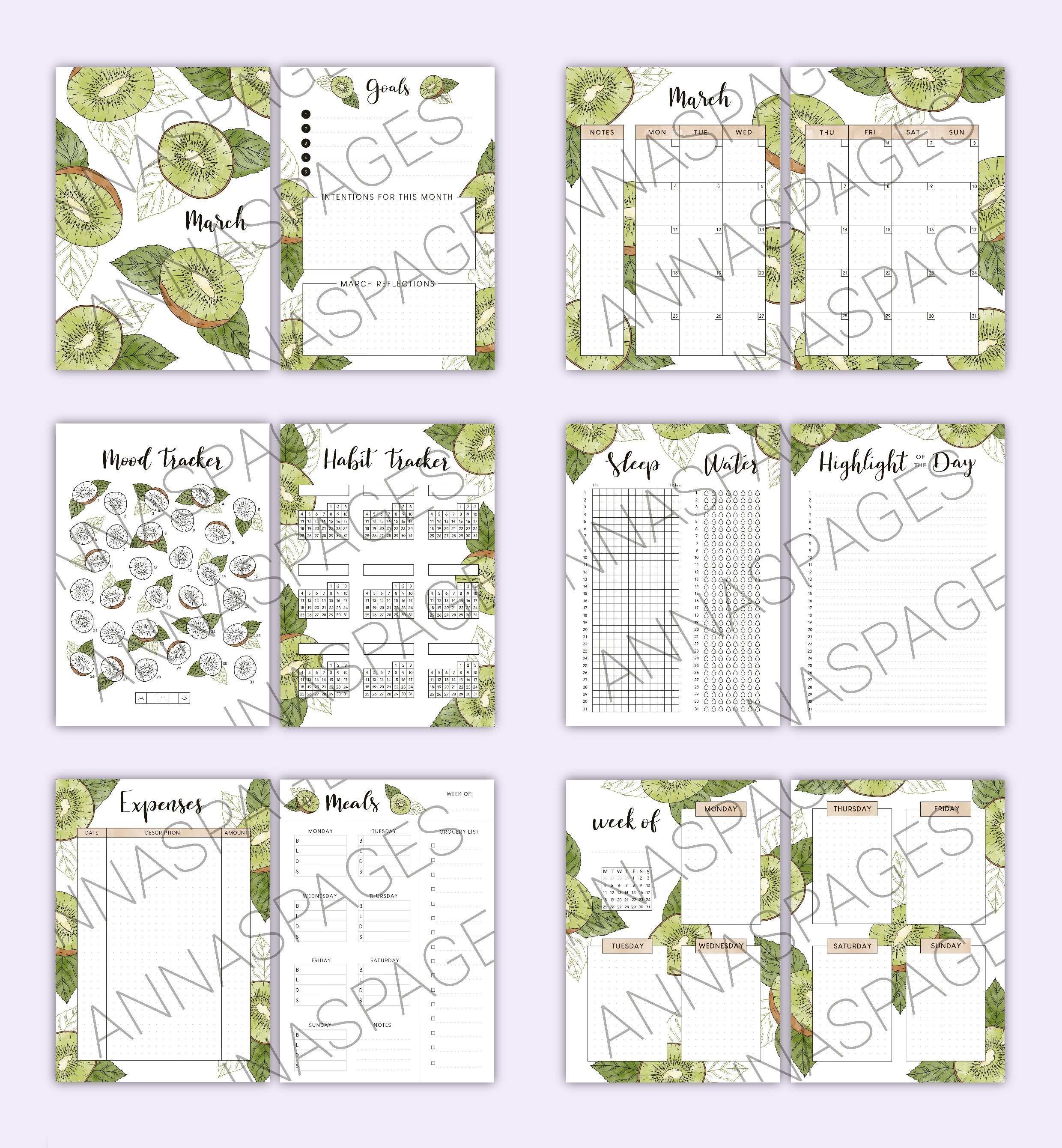 144 Page 2024 Dot Journal Planner Kit Digital 12 Themed Months Calendar ...