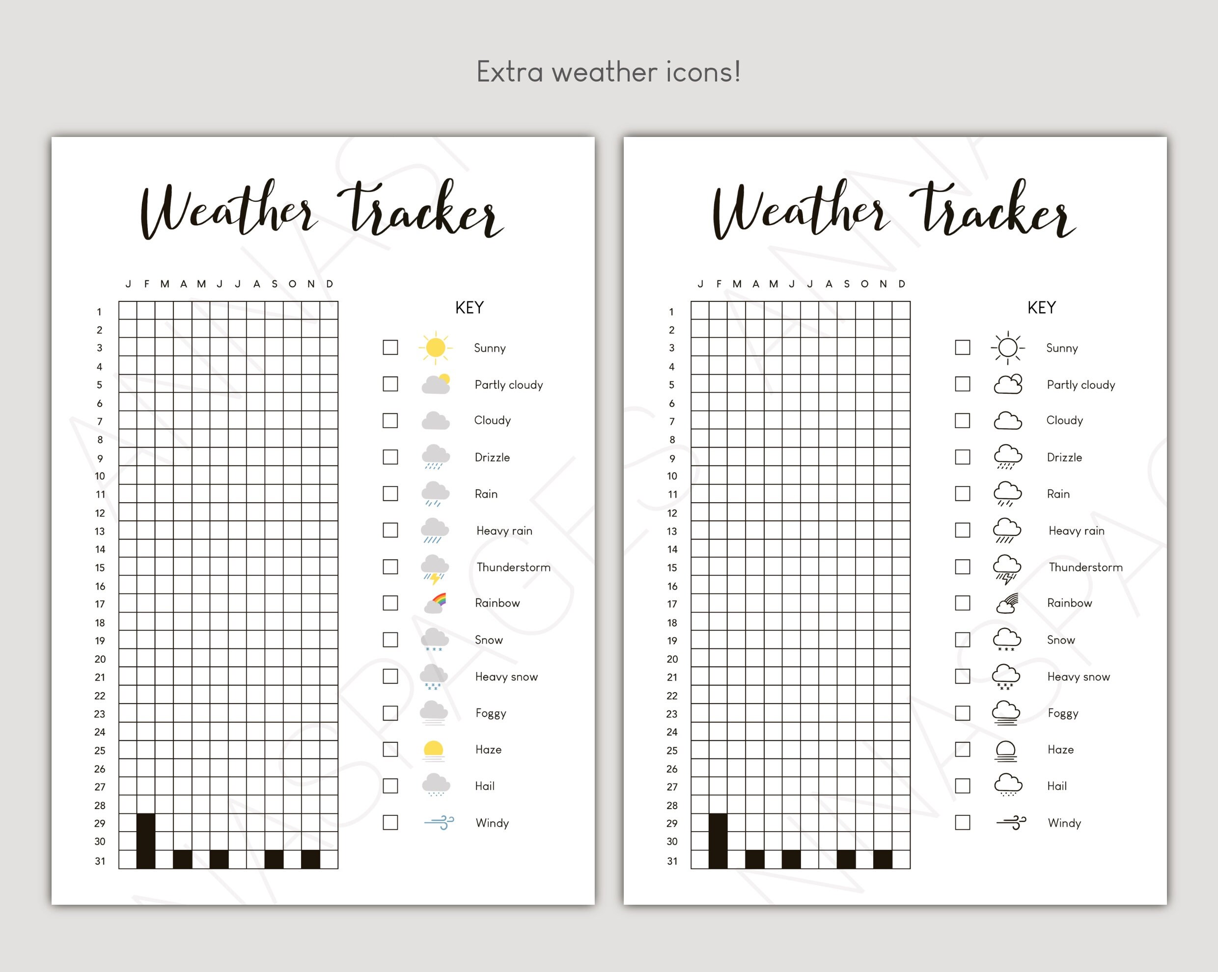 Yearly Weather Tracker Dot Journal Color & Colorless - Etsy