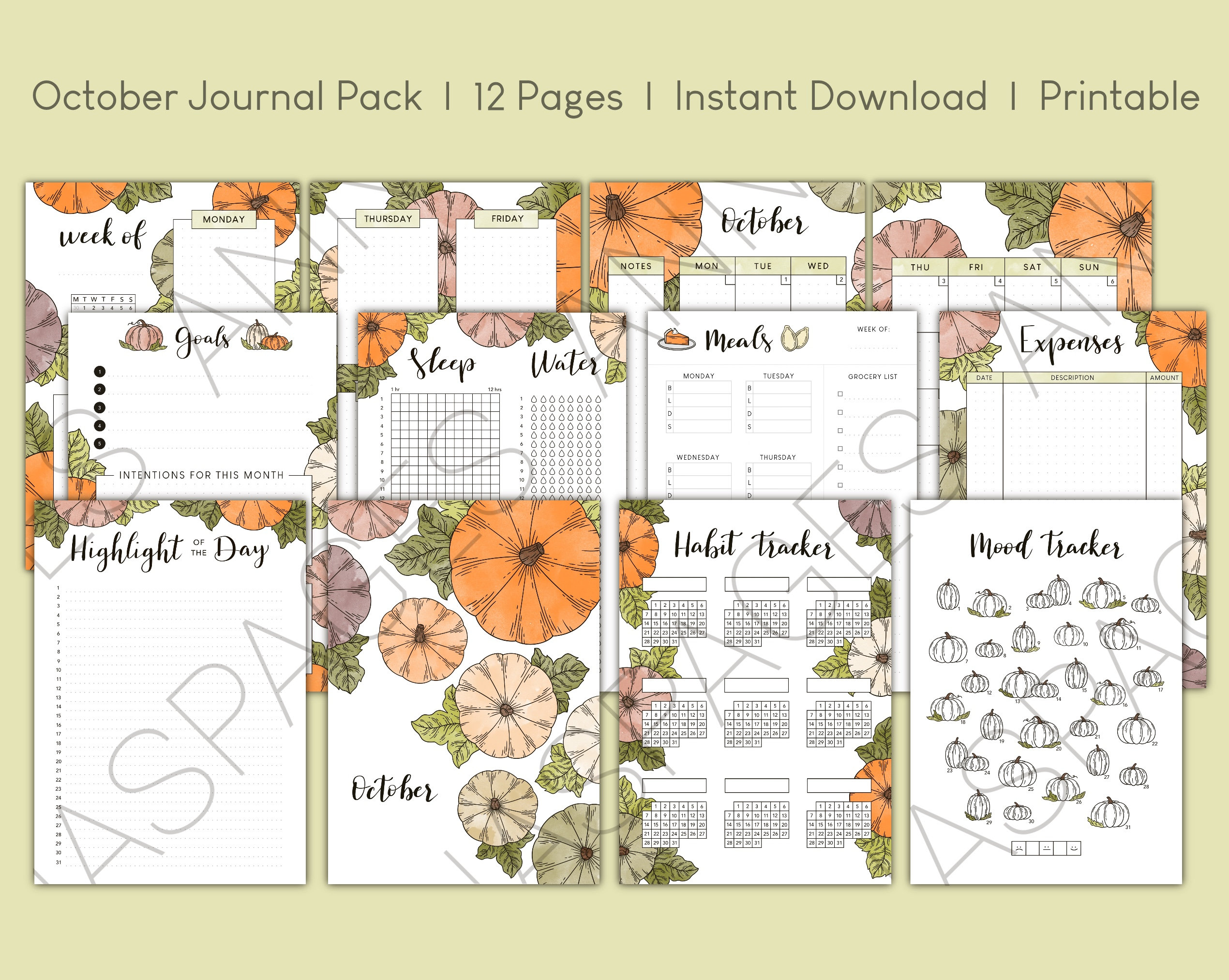 12 Page October 2024 Dot Journal Planner Kit | Pumpkin Theme | Calendar ...