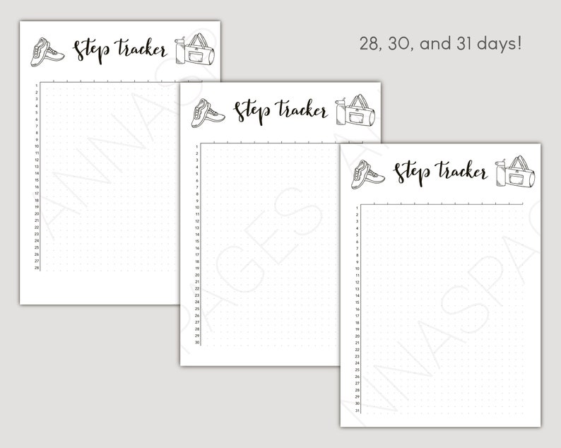 Monthly Step Tracker | Dot Journal | Color & Colorless | 28, 30, and 31 ...
