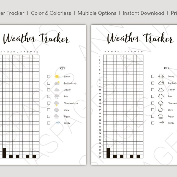 Weather Tracker Bullet Journal - Etsy
