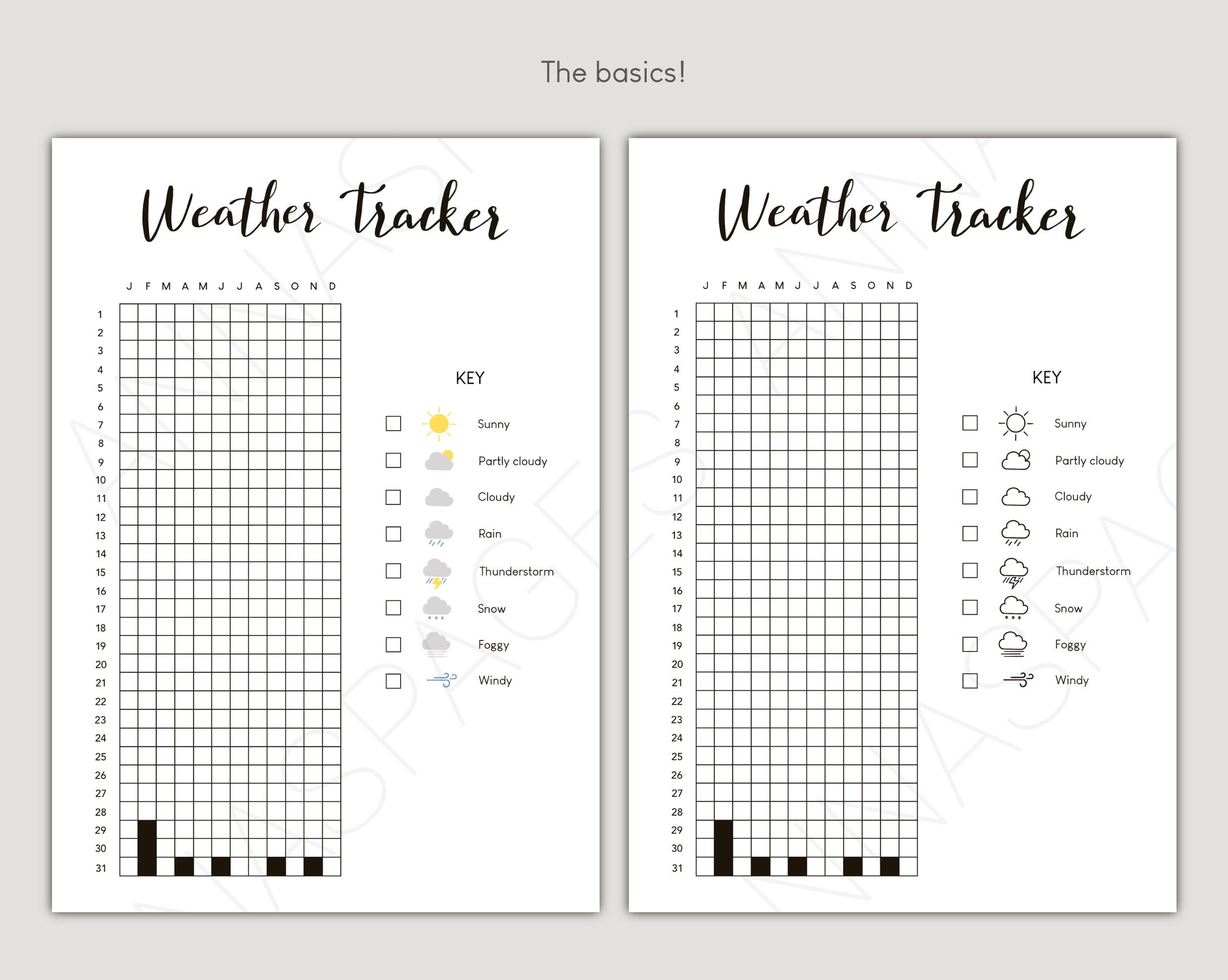 Yearly Weather Tracker Dot Journal Color & Colorless - Etsy