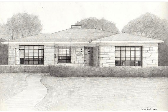Home Rendering Pencil Drawing - Etsy