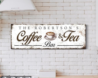 Personalized Coffee and Tea Bar Sign Coffee Tea Bar Kitchen Home Decor ...