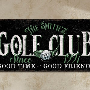 Personalized Golf Club Sign, Custom Family Name Wall Decor, Modern ...