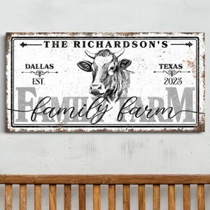 Personalized Family Farm Sign, Custom Farmhouse Wall Art With Family ...
