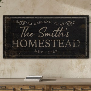 Personalized Homestead Sign Family Name Wall Art Rustic Vintage ...