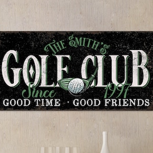 Personalized Golf Club Sign, Custom Family Name Wall Decor, Modern ...