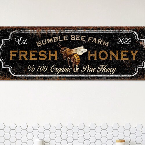 Custom Fresh Honey Sign Bumble Bee Farm Sign Rustic Kitchen - Etsy