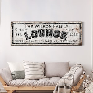Custom Lounge Sign With Family Name Basement Wall Decor Family Room ...