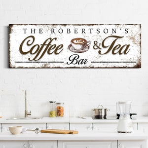 Custom Coffee and Tea Bar Sign Family Name Sign Custom Kitchen Wall ...