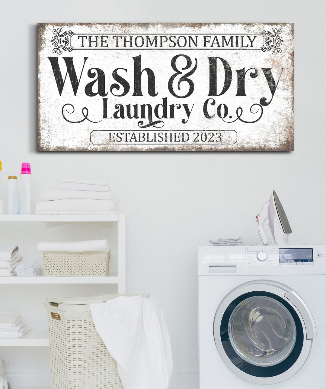 Custom Wash and Dry Laundry Co. Sign, Personalized Canvas Sign, Laundry ...