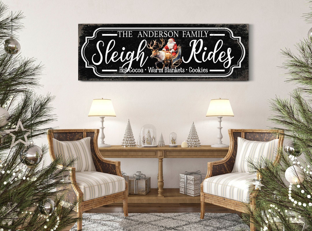 Personalized Sleigh Rides Sign, Custom Christmas Sign, Holiday Seasonal ...