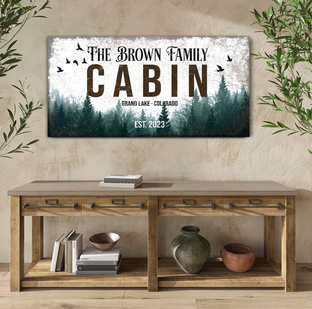Personalized Cabin Sign, Custom Lake House Decor, Mountain Wall Art ...
