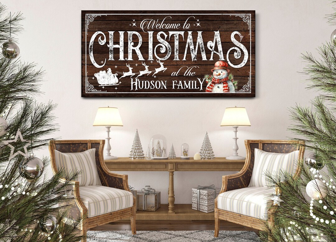 Personalized Welcome to Christmas Sign, Custom Family Name Sign ...