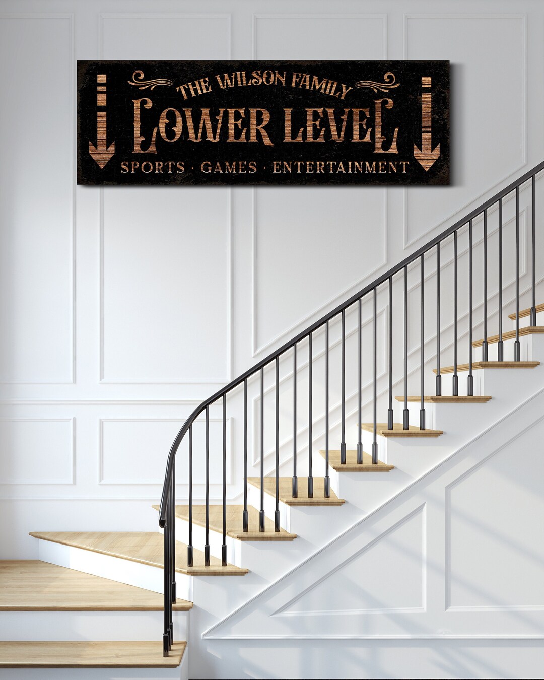 Personalized Lower Level Sign With Family Name Game Movie Room Wall ...